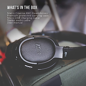 MEE audio Matrix Cinema ANC Bluetooth wireless Active Noise Cancelling headphones with aptX Low Latency, CinemaEAR audio enhancement, and active noise cancellation