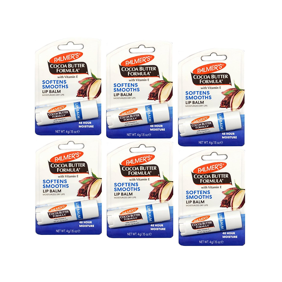 Palmer's Cocoa Butter Formula Moisturizing Lip Balm 0.15 oz (Pack of 6)