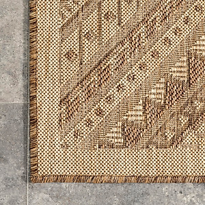 nuLOOM 4' x 6' Outdoor Performance Area Rug, Stain Resistant, Weather Resistant, High Traffic, Patio, Balcony, Outside, Landry Brown