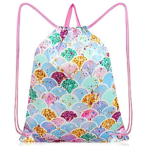 RLGPBON Drawstring Bag for Kids,Gym Bag girls Waterproof Drawstring Backpack Swim Pool Bag for Boys and Girls Kids Beach Sport String Bag Shopping Swimming Travel Sackpack