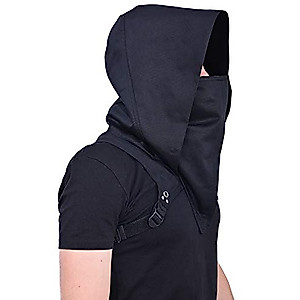 HIBIRETRO Cyberpunk Rogue Cowl Hood Scarf, Winter Unisex Neck Warmer Costume Hooded Cape Hat for Halloween Cosplay and Outdoor Daily Wear (Black)