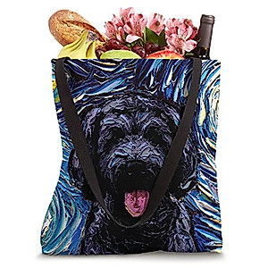 Black Goldendoodle Labradoodle Starry Night Dog Portrait Aja Tote Bag