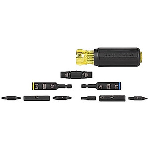 Klein Tools 32500HD KNECT Multi-Bit Screwdriver / Nut Driver, Impact Rated 11-in-1 Tool with Phillips, Slotted, Square and Torx Tips