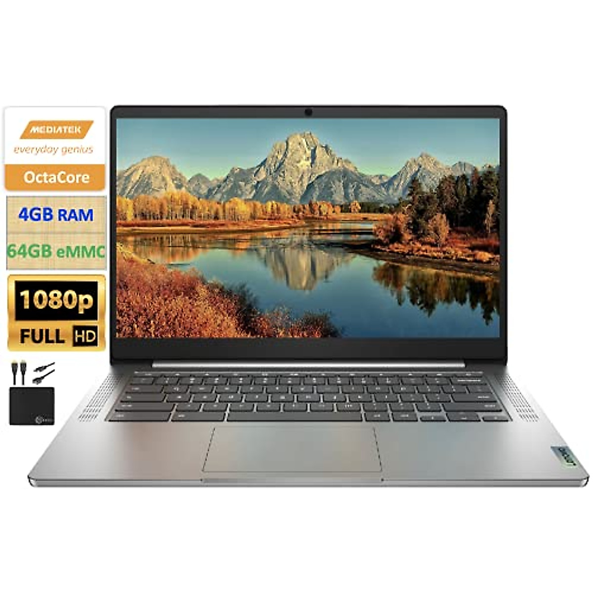 2021 Flagship Lenovo Chromebook 14" FHD Laptop Computer for Business Student, Octa-Core MediaTek MT8183 Upto 2GHz, 4GB RAM, 64GB eMMC,802.11ac WiFi,Webcam, 10 Hours Battery, Chrome OS(Renewed)