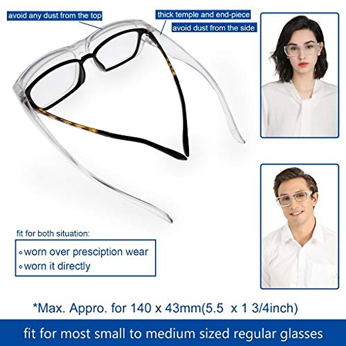 Gbrand Fit-Over Opaque UV400 Blue-Light blocking computer Glasses,Super light weight, comfortable, Fit-over worn on Prescription, reader, Rx frames, or wear directly
