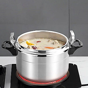 Luxshiny Stainless Steel Pressure Cooker, Gas Stove Top Pressure Canner 7L Safety Aluminum Canning Pot Household Cooker Pot Induction Cookware Fast Cooking Pot Silver
