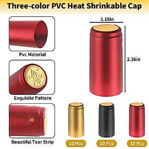 Wine Sealer for Wine Bottles - 60 pcs Wine Bottle Resealer Kit for Cruise with PVC Heat Shrink Capsules, Cork Stopper with Plastic Top for Home Use