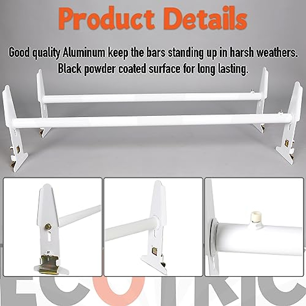 ECOTRIC Adjustable Van Roof Ladder Rack 500LBS 2 Bars for Chevy Dodge Ford GMC Express 77''