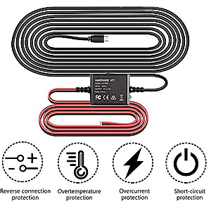SinLoon Dash Cam Hardwire Kit, Micro USB12V-24V to 5V Car Dash Camera Charger Power Cord, with 3 Fuse Tap Cable and Installation Tool for Dashcam GPS Power Supply Radar Detectors and More（Micro）
