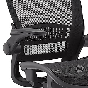Amazon Basics Ergonomic Adjustable High-Back Mesh Chair with Flip-Up Arms and Headrest, Contoured Mesh Seat - Black
