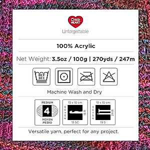 Red Heart Boutique Unforgettable Gotham Yarn - 3 Pack of 100g/3.5oz - Acrylic - 4 Medium (Worsted) - 270 Yards - Knitting/Crochet