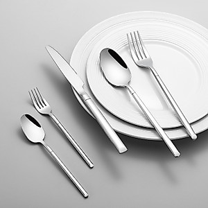 Forged Silverware Set for 8, Heavy Duty Stainless Steel Flatware Set, Prendcyx 40 Piece Premium Cutlery Sets including Spoons and Forks Set, Dishwasher Safe