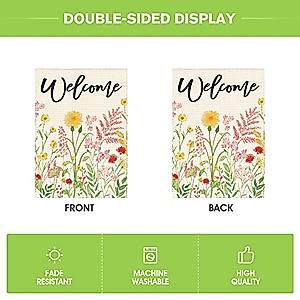 AVOIN colorlife Spring Welcome Garden Flag 12x18 Inch Double Sided Outside, Floral Yard Outdoor Flag