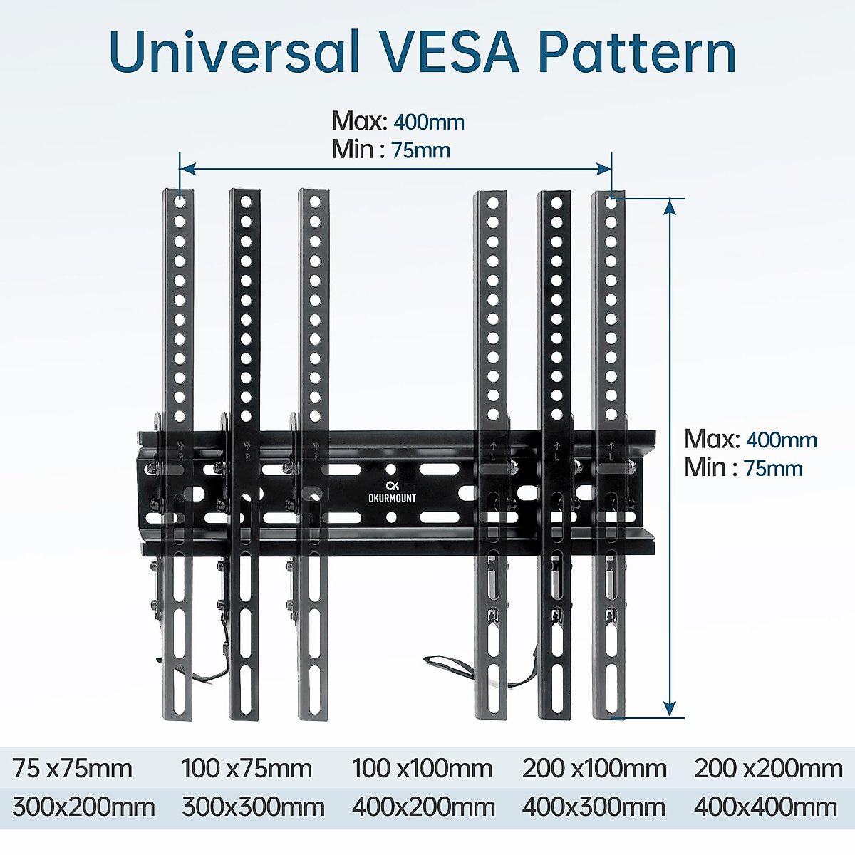 OKURMOUNT TV Wall Mounts, TV Mount 65 Inch, Tilting TV Mounting Bracket Adjustable for 32-65 Inch TV Wall Mount with Quick Release Lock, Low Profile Wall Mount TV Bracket Max VESA 400x400mm, 115lbs