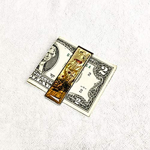 Mother of Pearl Money Clip Wallet Credit Card Slim Bussiness Card Stainless Steel Holder Noble Gift Collection (Poppy)