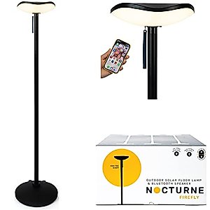 Nocturne Outdoor Solar Floor Lamp with Bluetooth Speaker | 100% Solar Powered | Fully Weatherproof | for Patios, Decks, Outdoor Spaces | Firefly 2.0 (Light + Sound)