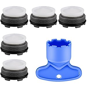 5PCS Faucet Aerator with 1PCS Faucet Cache Aerator Removal Tool, 24mm Sink Aerator Water Saving Flow Restrictor Set Replacement Part for Bathroom or Kitchen Faucet