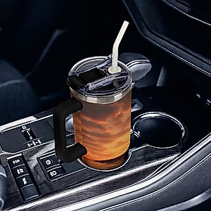 STVNKML 40 Oz Tumbler with Handle Sea Lighthouse in Sunset Stainless Steel Coffee Mug Reusable Travel Mug Leak-proof Insulated Car Cup Large Capacity Tumbler for Travel, Outdoor, Home Use (Black)