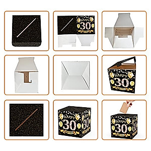30th Black Gold Birthday Cards Box - 30 Year Birthday Party Decorations for bday Gift or Money Receiving Card Box, Birthday Activities Supplies - gold005