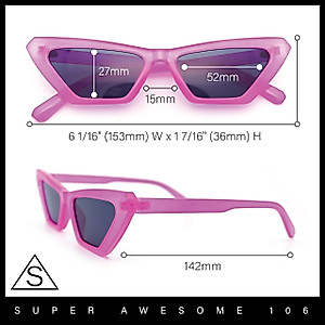 SA106 Womens Neon Pop Color 80s Squared Cat Eye Sunglasses (Pink Black)