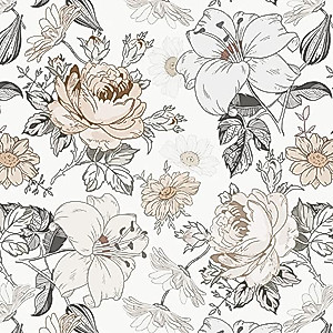 Hopepak 15.3'' X 78.7''Floral Wallpaper Peel and Stick Wallpaper Multicolor Daisy/Peony/Lily Self Adhesive Removable Wallpaper Floral Contact Paper Nursery Bedroom Mural Wall Decorative