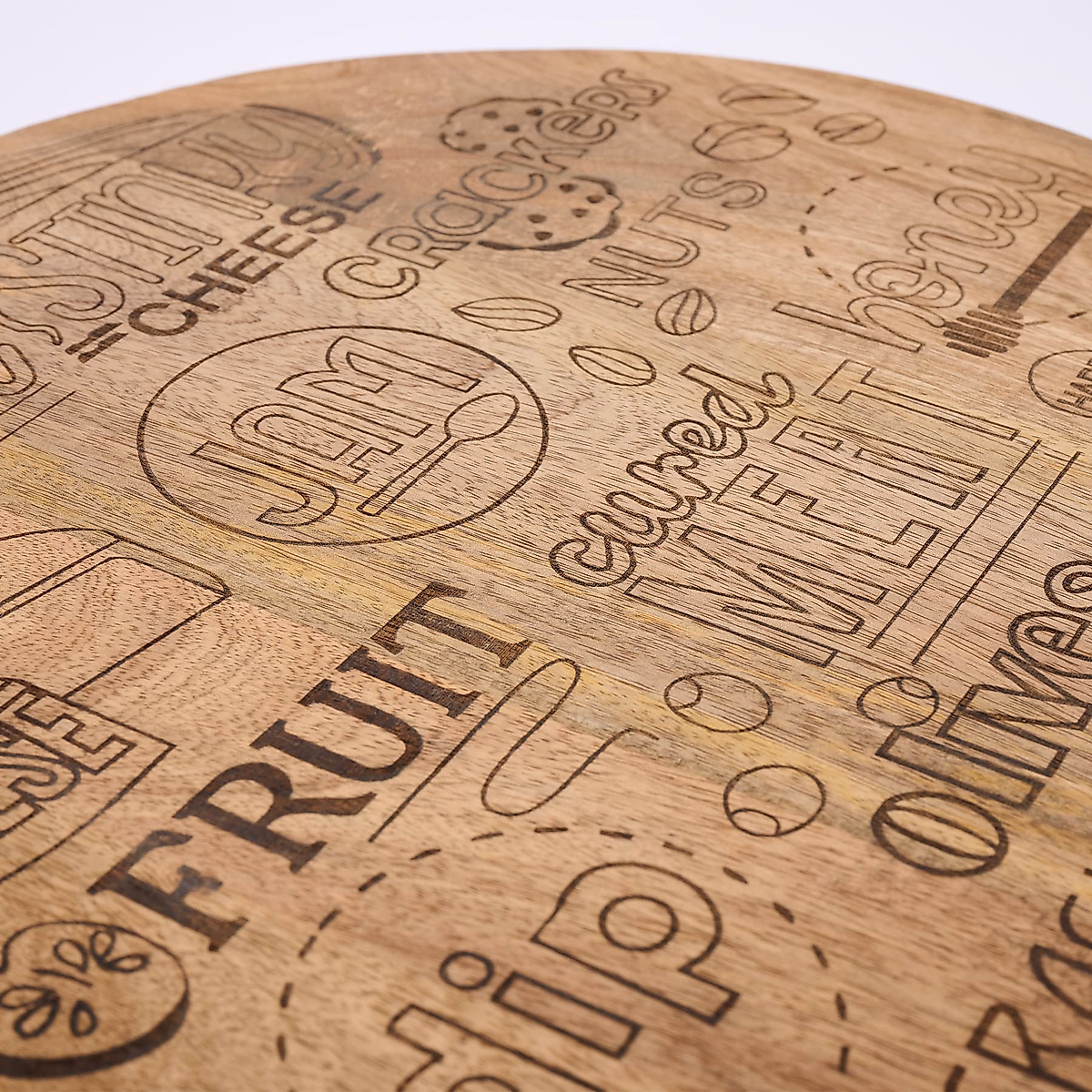 Mud Pie Wooden Charcuterie Lazy Susan, Brown, 20" x 16"