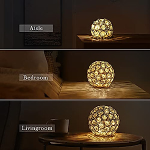 Zipdiz Crystal Ball - Crystal Led Light - Christmas Table Decor - Gold Orbs Decorative Balls - Lighted Christmas Ball - Led Light Christmas Decoration Indoor Use (5" Warm White, Gold)