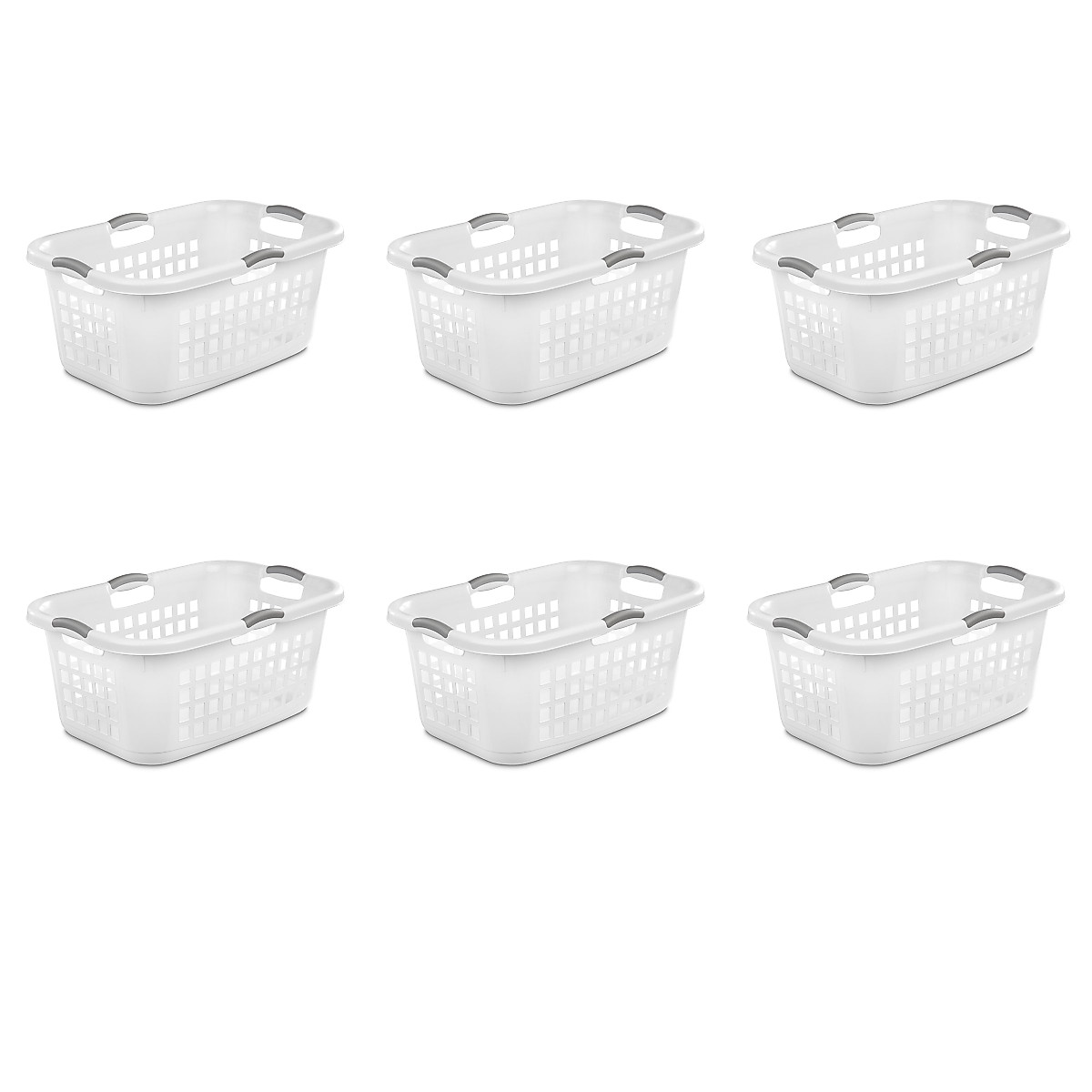 Sterilite 12168006 2 Bushel 71L Ultra Laundry Basket, White w/Titanium handles, 6 pack & 12248004 Laundry Basket, 62 L, White, Pack of 4