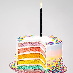 Berkebun 24-Count Birthday Candles Long Thin Cake Candles Cupcake Candles Tall Candles with Holders for Birthday Wedding Anniversary Graduation Retirement Party Decoration (Black and White）