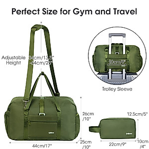 sportsnew Sports Gym Travel Duffel Bags Weekender Overnight Shoulder with Shoes Compartment and Wet Dry Storage Pockets with Adjustable Yoga Mat Holder Bags for Women Army Green