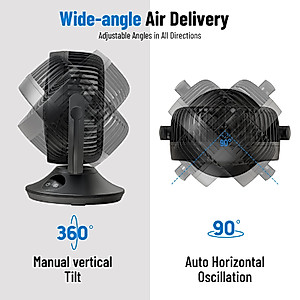 PISLIOU 12000mAh Rechargeable Desk Fan,Portable Air Circulator Fan-6 Speeds,Timing, 360° Tilt,90° Oscillating Table Fan,Small Quiet Cooling Fan for Bedroom Home Office Outdoor Battery Operated Fan
