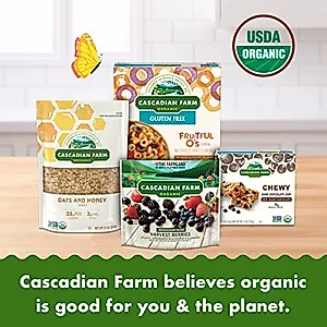 Cascadian Farm Organic Granola with No Added Sugar, Cinnamon Apple Cereal, Resealable Pouch, 11 oz.