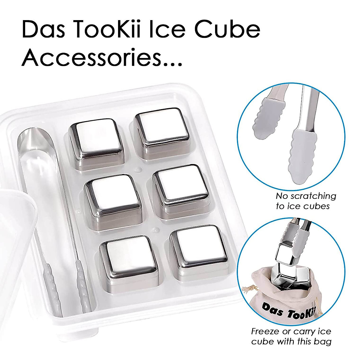 12 Pack Whiskey Stones Gift Set for Men, Das TooKii Stainless Steel Ice Cubes Chilling Stones Reusable, High Cooling Rocks Metal Ice Cube for Drinks Beverage Wine with Ice Tongs & Freezer Storage Box