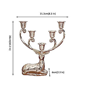 Candelabra Metal Candle Stand Deer Sculpture Candle Holders 5 Arms Candelabra Decorative Candlestick Holder