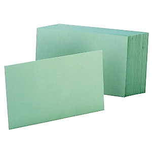 Oxford Blank Color Index Cards, 3" x 5", Green, 100 Per Pack (7320 GRE)