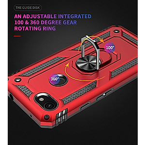 Military Grade Drop Impact for Google Pixel 3A XL Case 360 Metal Rotating Ring Kickstand Holder Magnetic Car Mount Armor Shockproof Case for Google Pixel 3A XL Phone Protection Case (Red)