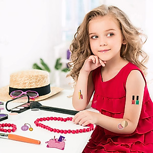 288 Pcs Spa Temporary Tattoos for Girls Pink Makeup Party Favors Spa Birthday Party Supplies Cute Fake Waterproof Tattoo Stickers Salon Party Decorations, 18 Sheets