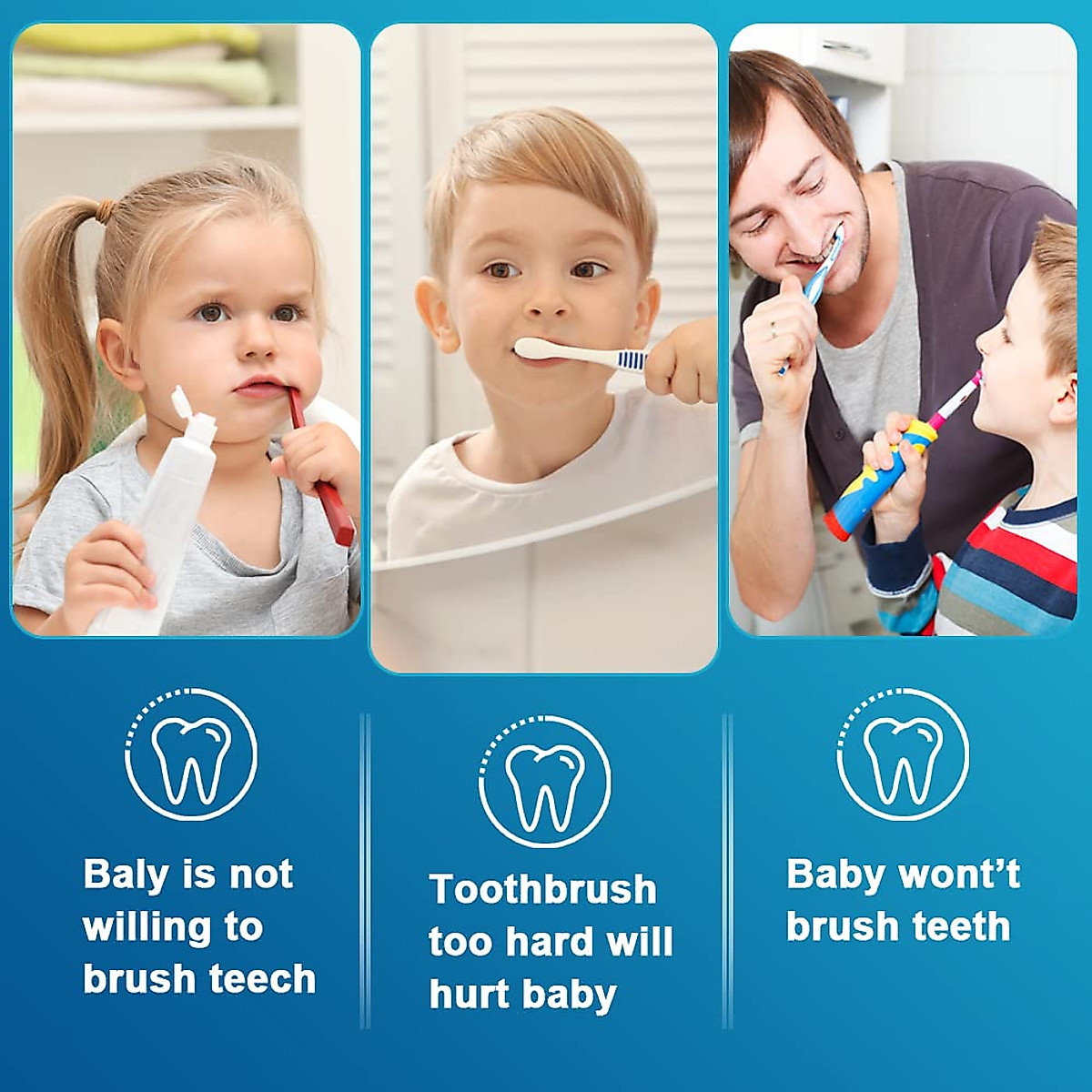 Mespirit 2Pcs Kids U-Shaped Toothbrush,Food Grade Soft Silicone Brush Head, 360° Oral Teeth Cleaning Design,Suitable for Children aged2-6