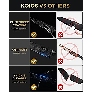 Knife Set, 16 Pcs Kitchen Knife Set, Sharp Stainless Steel Chef Knife Set with Acrylic Stand, Nonstick Knife Sets for Kitchen with Block - 6 Serrated Steak Knives, Scissors, Sharpening Steel, Black