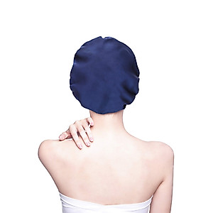 Blulu 3 Pieces Sleep Cap Satin Bonnet Night Sleeping Soft Hair Turbans for Women and Girls (Black red navy)