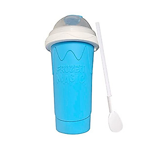 DIY Slushie Maker Cup, Quickly Frozen Cup Cooling Maker Cup, Portable Icy Silicone Cup Homemade Milk Shake Ice Cream Maker for Children and Family(Blue)