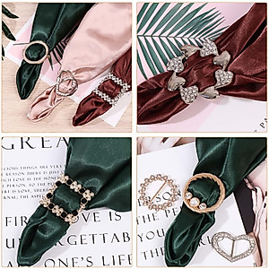 PartyYeah 12 Pcs T-shirt Clips Metal Scarf Clips Ring, Fashion Alloy Pearl Rhinestone Clip Buckle Round Shirt Silk Scarf Tie Clothes Corner Knotted Button for Women Girls Decorative Accessories