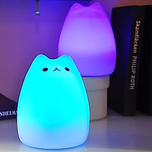Litake Kitty Night Light, USB Rechargeable Silicone Cute Cat Night Light for Kids Baby Children, 7-Color Changing LED Cat Lamp Nursery Nightlights for Kids bedroom (Celebrity Cat)