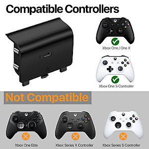 TNP Controller Battery Pack for Xbox One Controller Rechargeable Battery Cover (2 Pack) Xbox One X/S Xbox 1 Play and Charge Kit for Xbox One Wireless Controller Black with Charger Cable