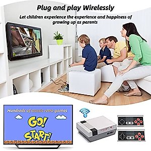 Classic Mini Retro Game Console with Built-in 620 Video Games and 2 Classic Wireless Controllers,AV Output Game System for Kids and Adults Ideal Gift.