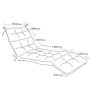 QILLOWAY Indoor/Outdoor Chaise Lounge Cushion,Spring/Summer Seasonal All Weather Replacement Cushions. (Tan/Grey)