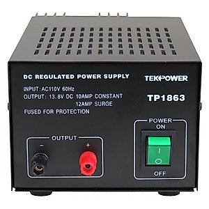 TekPower TP1863 12 Amp DC 13.8V Regulated Power Supply with Fuse Protection