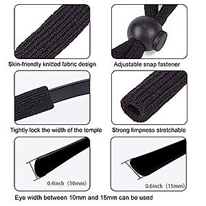 SHINKODA Sports Glasses Straps Fabric Adjustable Sunglass Retainer Cords Eyeglass Holder Strap Sunglasses Lanyard for Men Women and Kids - Pack of 2, Black