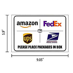 Package Delivery Sign - 2 Pack 6" x 9" Delivery Instructions Sign Stickers, Apply to Outdoor Delivery Signs for Amazon FedEx UPS USPS