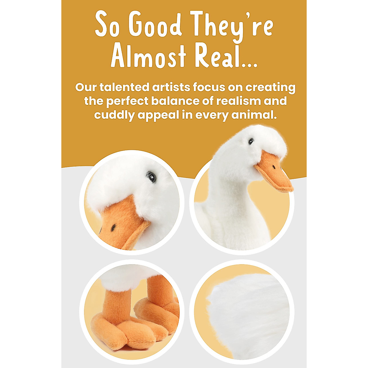 Living Nature Duck Stuffed Animal | Fluffy Duck Toy | Soft Toy Gift for Kids | 14 Inches